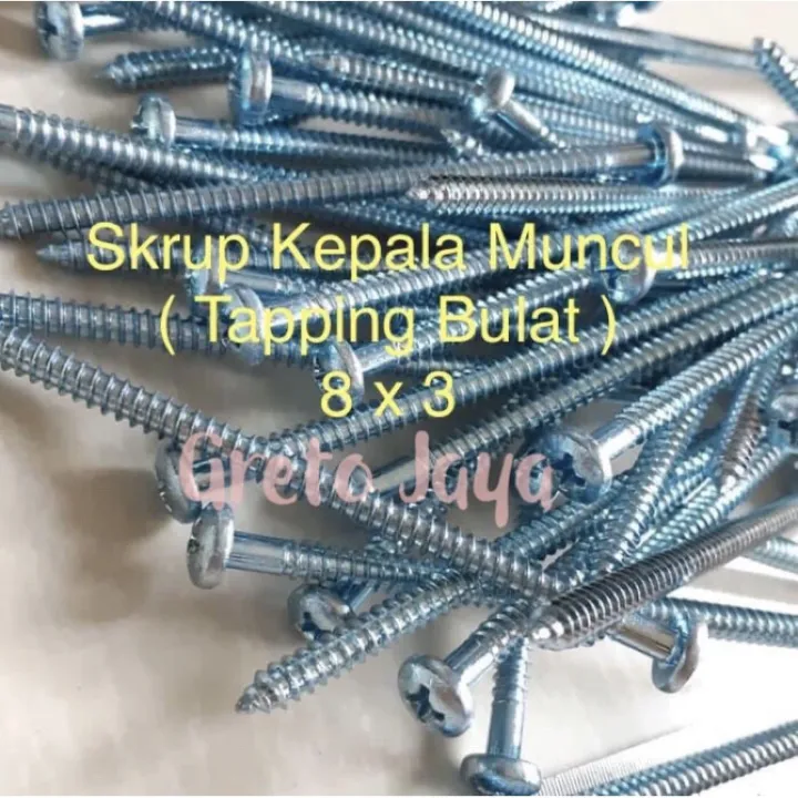 ( 8x3 50bj ) Sekrup Muncul 7.5cm Skrup Bulat 8 x 3 Aluminium Taping ...