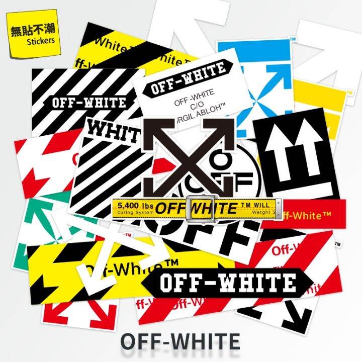 [stickers] สติกเกอร์ติดตู้เย็น สเก็ตบอร์ด กระเป๋าเดินทาง ลาย off-white ...