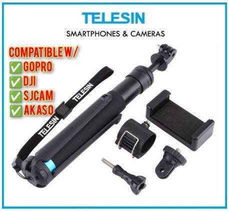 TELESIN Monopod Pole with Tripod for Action Cameras and Smartphone ...