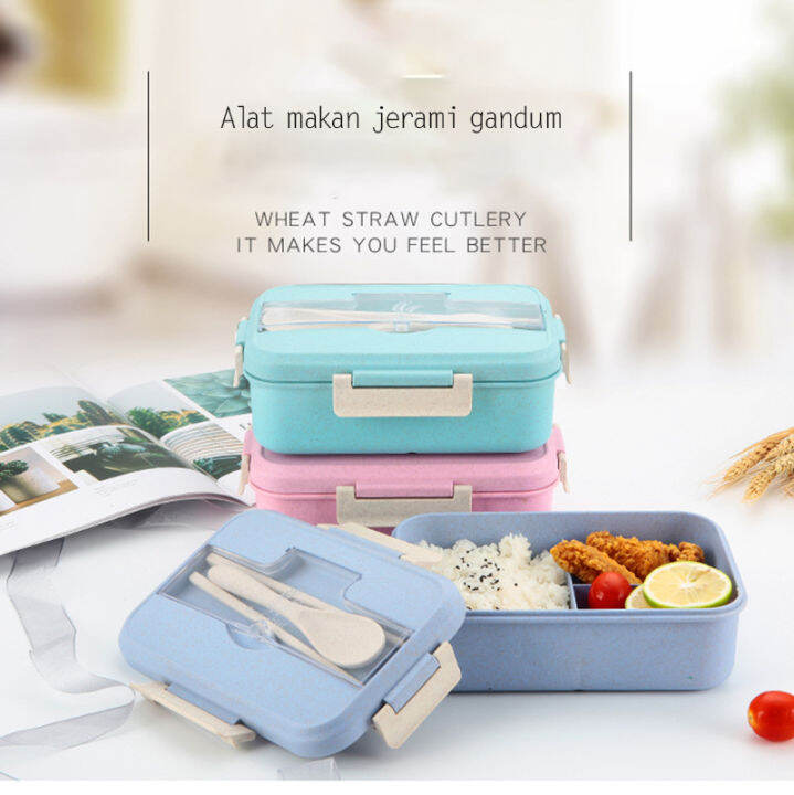 【Ready stock/COD】MATOUGUI Lunch Box Set / Kotak Bekal Makan Jerami / Kotak Makan Anti Tumpah ...