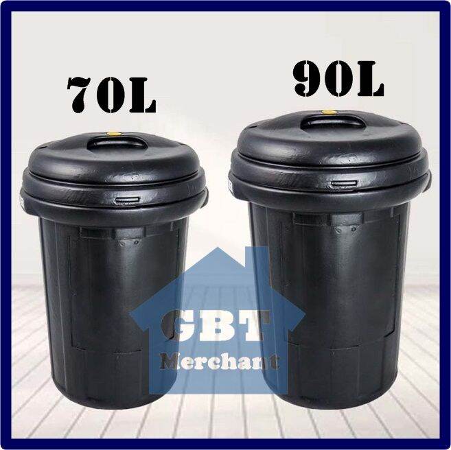 70 Liter / 90 Liter FIBER Garbage Dustbin with Cover Tong Sampah Pail with Cover Tahan Lasak ...