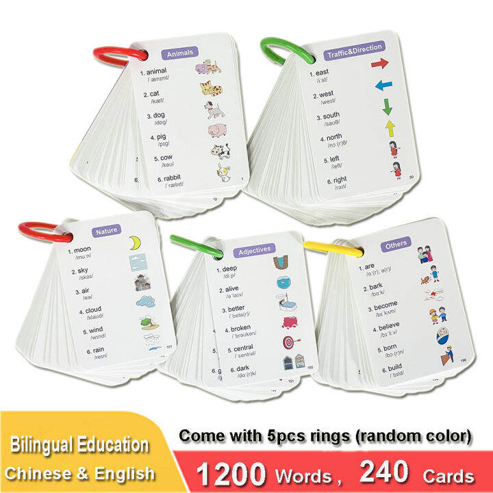1200 Words 240 Cards Bilingual Chinese English Preschool Education ...