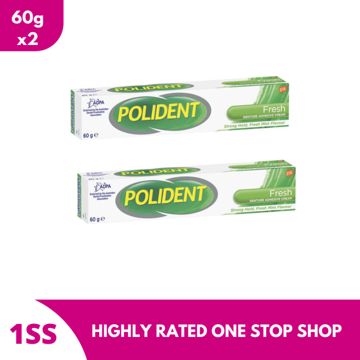 Polident Adhesive Cream Original Fresh MInt 60g x2 | Lazada PH
