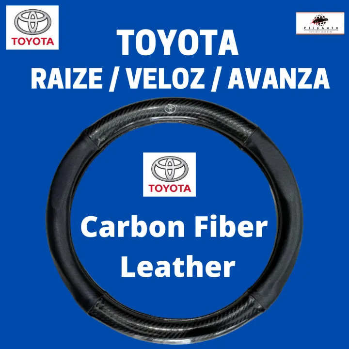 TOYOTA VELOZ, RAIZE & AVANZA Carbon Fiber Leather Steering Wheel Cover ...
