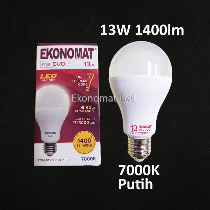 Lampu LED Ekonomat EVO 13 Watt Putih / Daylight 7000K Bohlam | Lazada ...