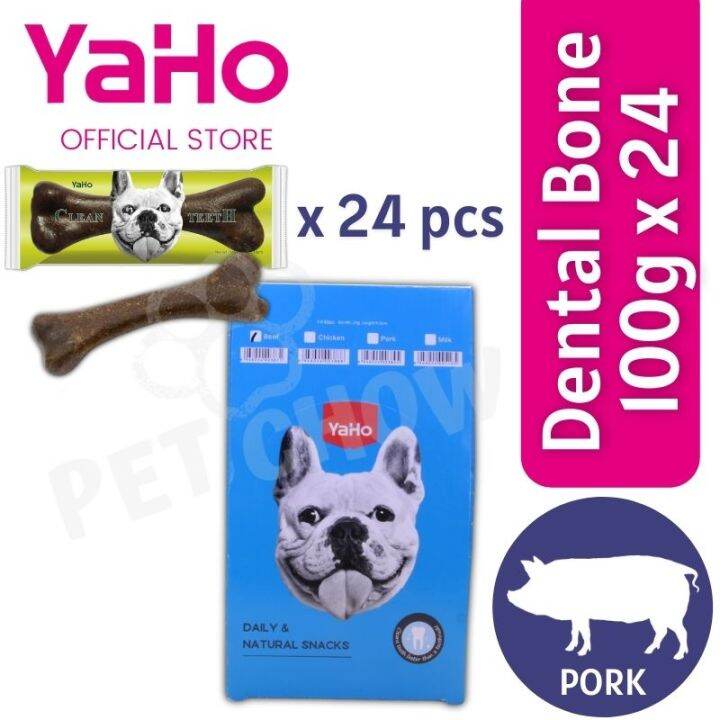 YaHo Dental Bone Chews -1 Box (100g x24) PORK Dog Treats , Pet Grooming , Oral Care | Lazada PH