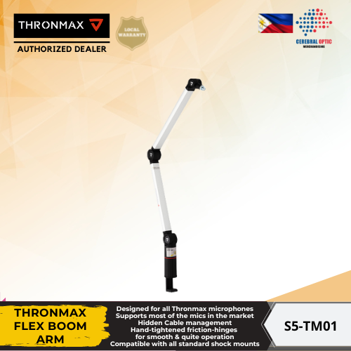 THRONMAX FLEX BOOM ARM (S5) - SILVER (Designed for all Thronmax mics and other professional ...