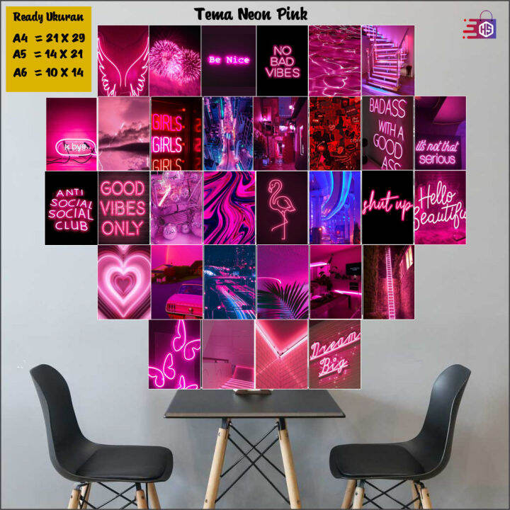 Poster Dinding Kamar Tema Neon Pink / Poster Kamar Neon Pink / Poster ...