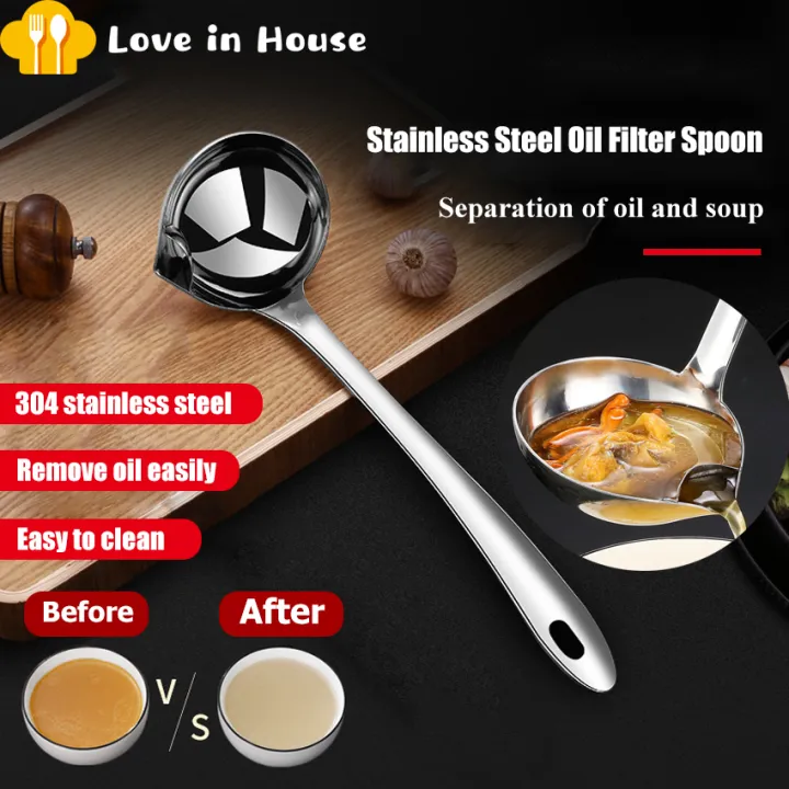 Stainless Steel Oil Separator Soup Ladle Gravy Food Fat Separator ...