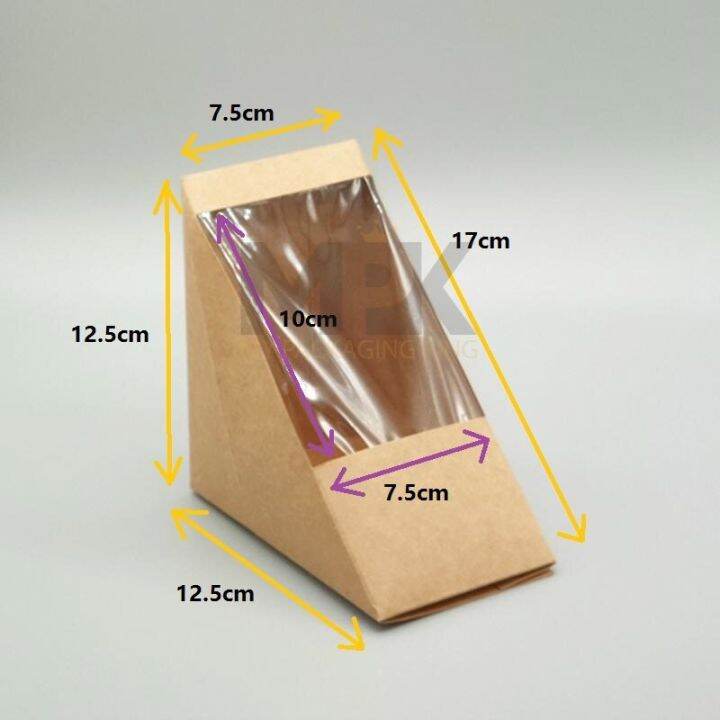 Disposable Triangle Sandwich Box with Window / Food Packaging Kraft ...