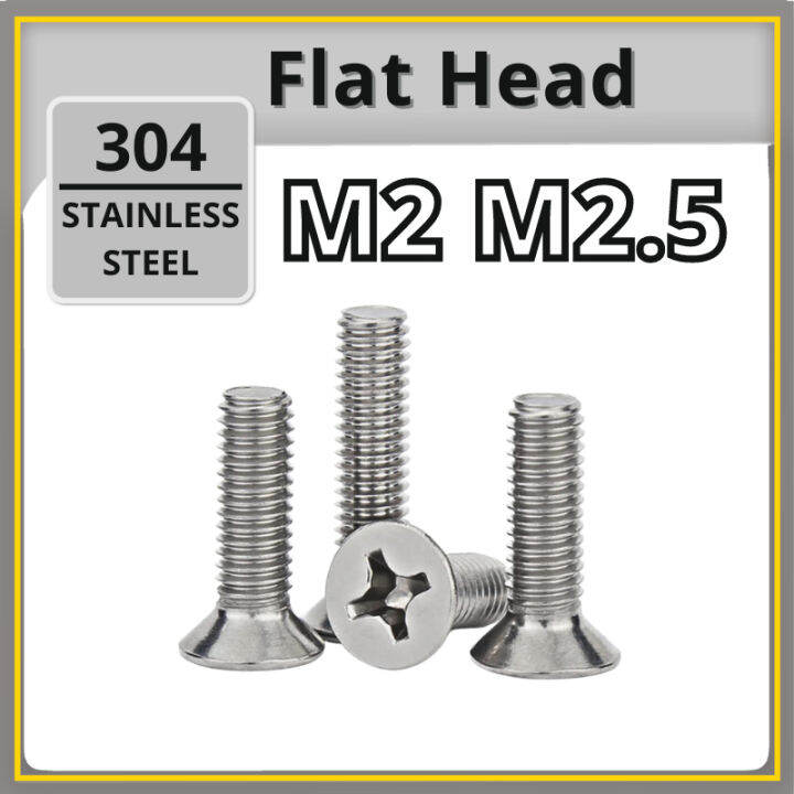 M2 M2.5 CSK Phillips Flat Head Screw JIS | SUS 304 Stainless Steel ...