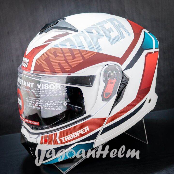 STUDDS HELM TROOPER D1 | MATT WHHITE N2 | MODULLAR DOUBLE VISOR ...
