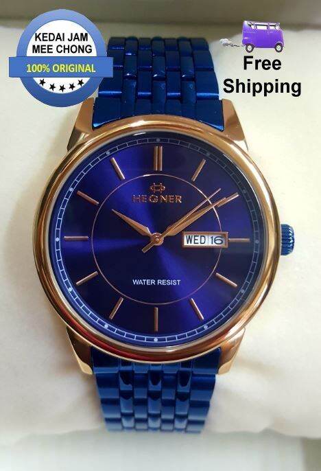 100% ORIGINAL HEGNER 8-163522GBPR Blue Dial,Rose Gold Case,Day & Date ...