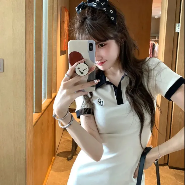 เสื้อโปโลเดรสคอปกผู้หญิง Xia Yufeng,ชุดกระโปรงสั้นทรงสลิมสำหรับเด็ก ...