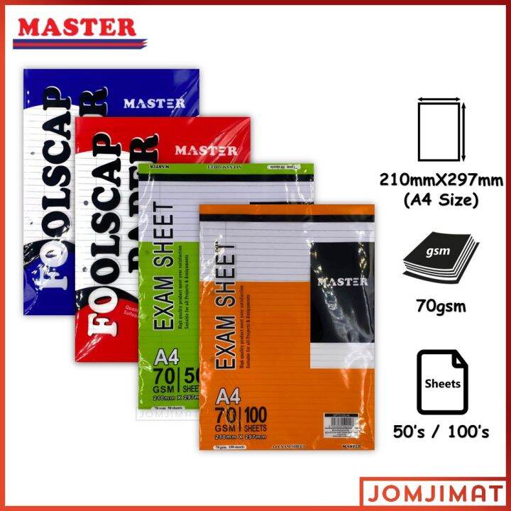 Master Foolscap Paper A4 70gsm 50's/100's / Exam Sheets / Testpad A4 ...