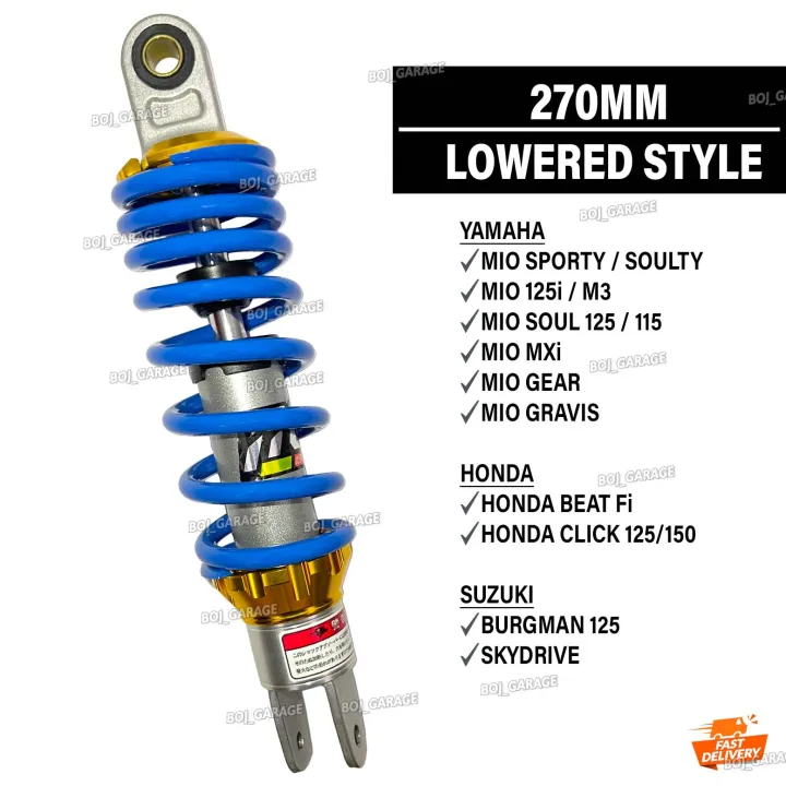 REAR SHOCK ABSORBER BLUE WITH GOLD 270MM LOWERED 1 PC STYLE MIO CLICK ...