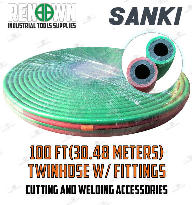 SANKI Twin hose with fittings (for cutting & welding outfit) 100 ft ...