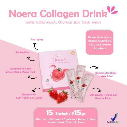 Noera Minuman Serbuk Kolagen Rasa Stroberi Collagen Drink | Lazada ...