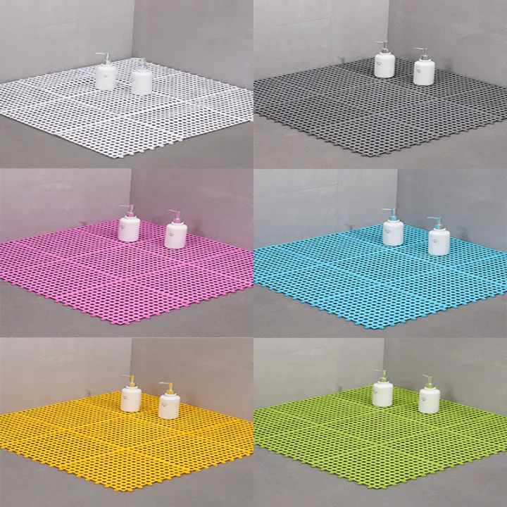 Floor Mat Non-Slip Bath Mat Mesh Drainage Mat Square PVC Water Proof ...