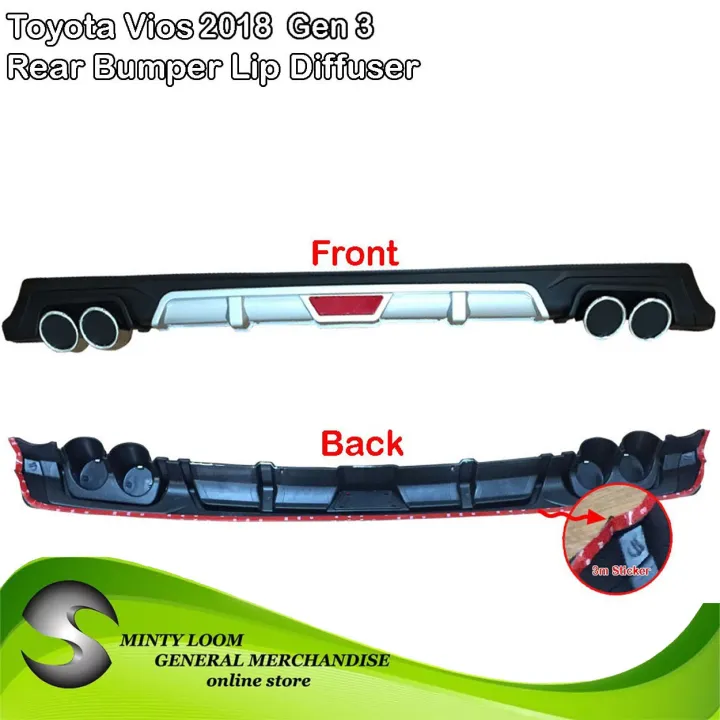 Toyota Vios 2018 3Gen Rear Bumper Lip Diffuser (Matte Black/Silver ...