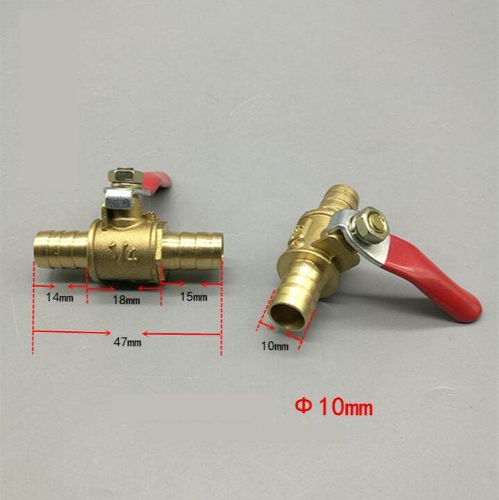 Red Handle Valve 6mm 8mm 10mm 12mm Hose Barb Inline Brass Water Oil Air ...