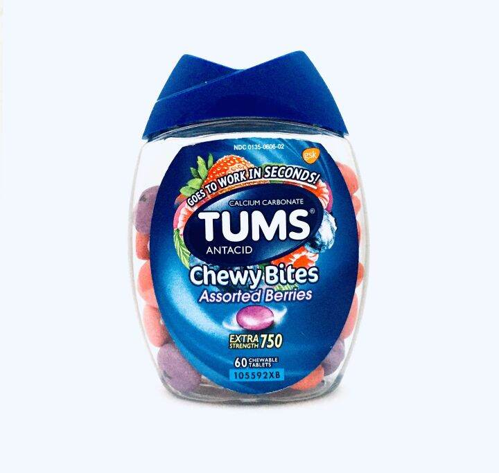 Tums Antacid Chewy Bites Assorted Berries Extra Strength 750 (60 ...
