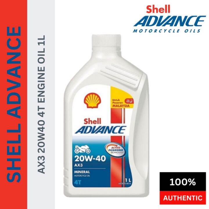 Original 550053278 SHELL ADVANCE AX3 20W40 4T ENGINE OIL 1L | Lazada