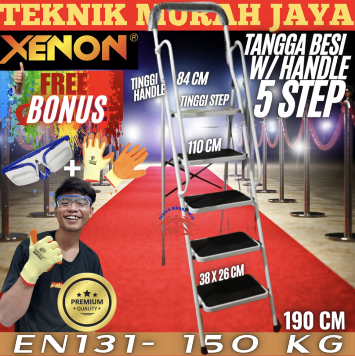 XENON Tangga Rumah Lipat Besi HANDLE Ladder 5 Step Pegangan Tangan 1.9 ...