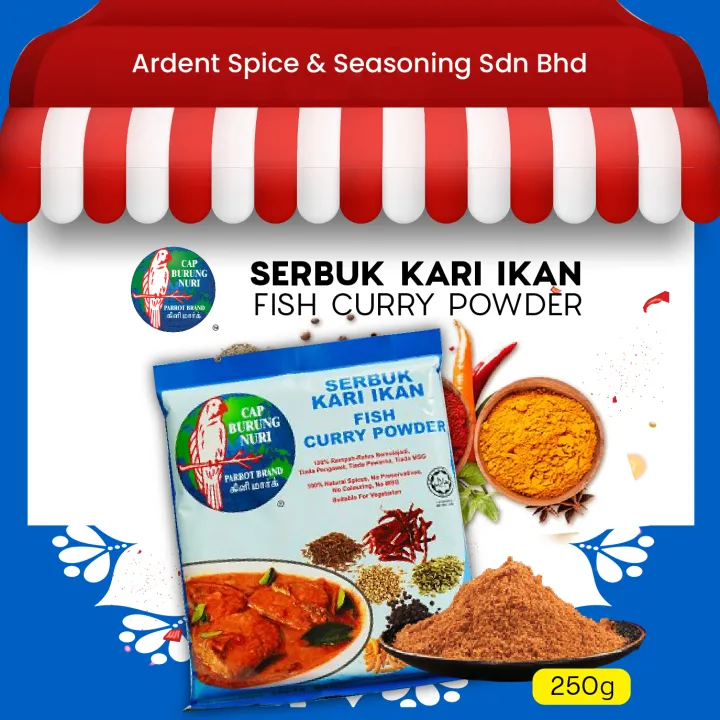 Serbuk Kari Ikan cap Burung Nuri (250g) | Lazada