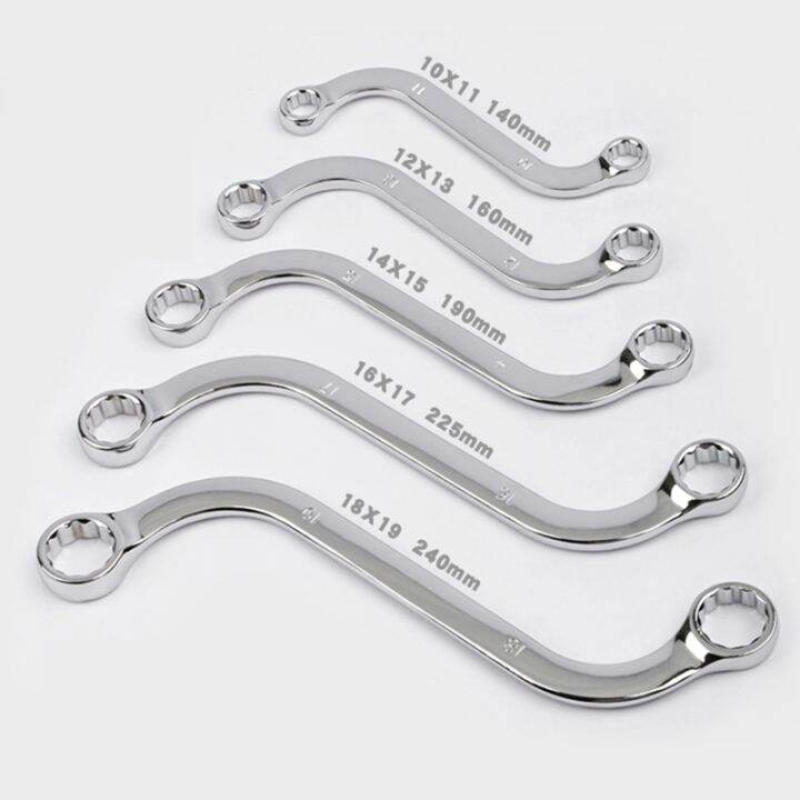 5x/Set 10mm to 19mm S-Shaped Wrench Set Practical Double 12 Point Box ...