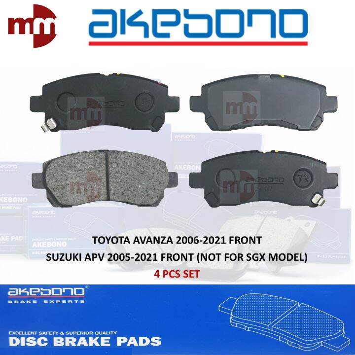 AKEBONO Brake Pads for TOYOTA AVANZA 2006-2021 / SUZUKI APV 2005-2021 (NOT FOR SGX MODEL) FRONT ...