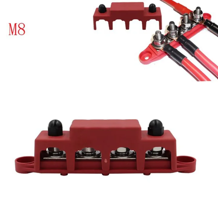 【Ready Stock&COD】DC 48V 250A 4 Terminal Studs Busbar Power Distribution ...