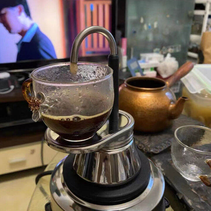 Moka Pot, Single Spout Stovetop Moka Pot Stainless Steel Mini Stovetop Espresso Percolator ...