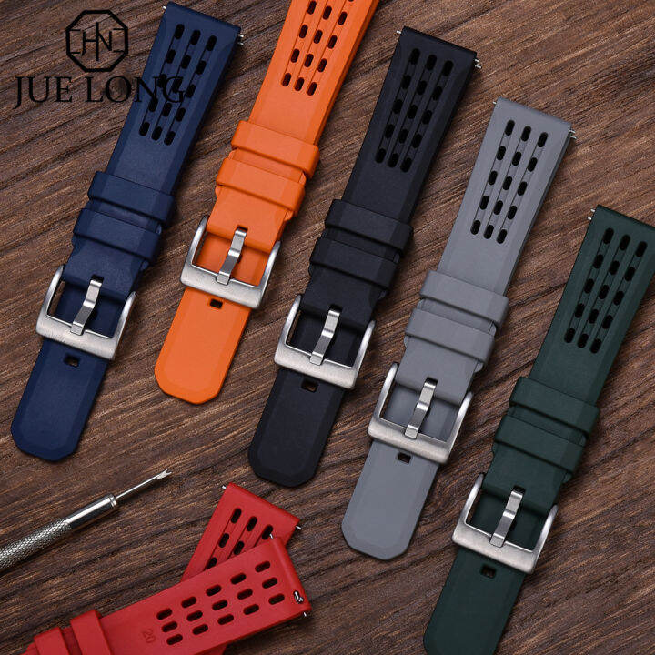 Premium-Grade Porous Structure Quick Release Fluorine Rubber Watch Strap 20mm 22mm New Design ...