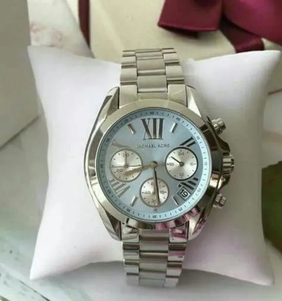 Michael Kors Bradshaw Chronograph Blue Dial Stainless Steel Women's ...