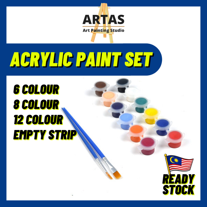 【Local Stock】𝐀𝐑𝐓𝐀𝐒🎨 Acrylic Paint set 6 in 1 strip 3ml single strip ...