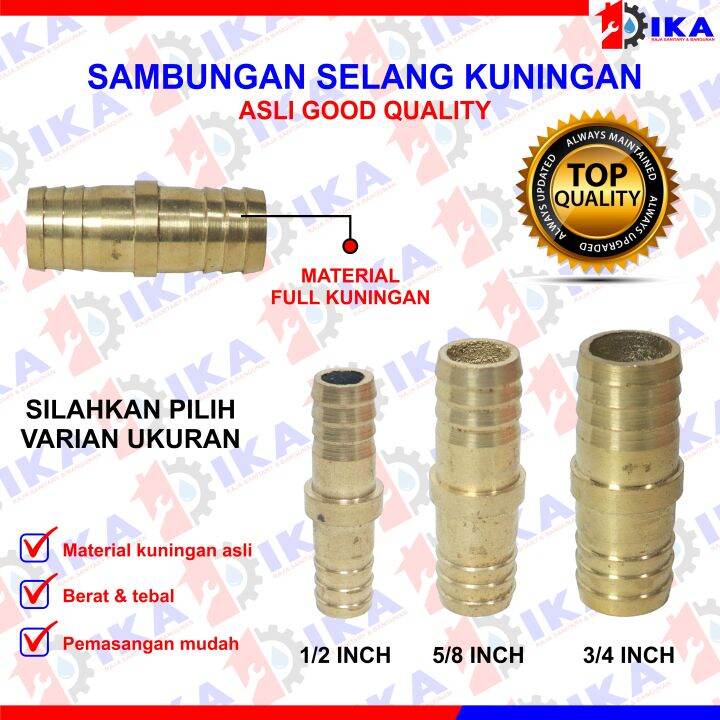 Sambungan Selang Kuningan Asli . Fitting nepel kuningan size 1/2” 3/4 ...
