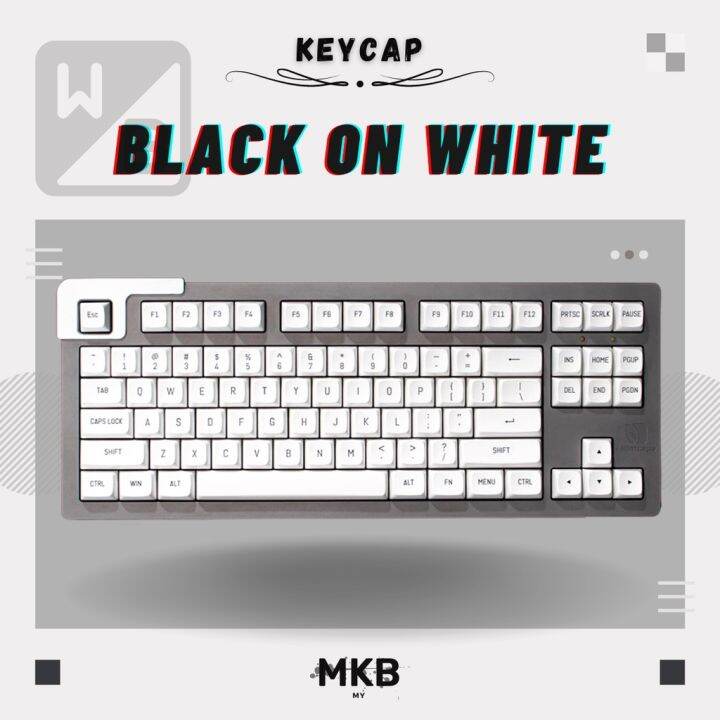 [READY STOCK] Black on White ABS Double Shot MSA Profile Keycap Set for ...