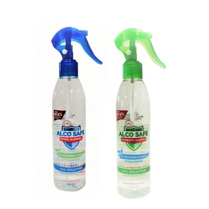 UNI ALCO SAFE Ethyl / Isopropyl 70% Alcohol with Moisturizer (250 ml ...