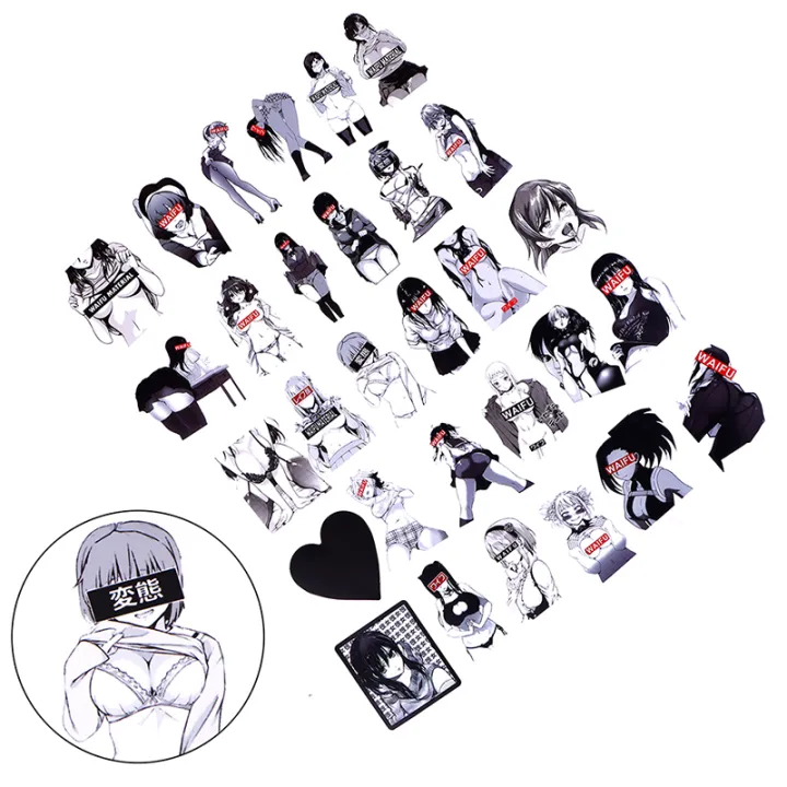 Kada Tangcai】 Waifu สติกเกอร์อนิเมะติดผนัง30ชิ้น,ไวนิลลาย Love สำหรับ ...
