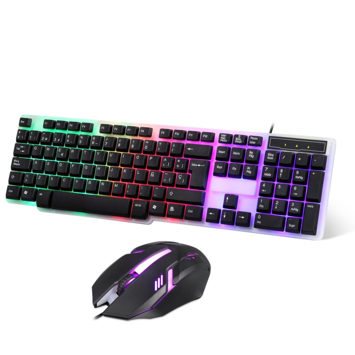 Luminous keyboard and mouse set Gaming Keyboard USB Wired Rainbow RGB ...