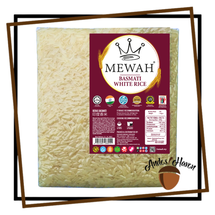 【Mewah】Basmati White Rice - 1kg | Lazada