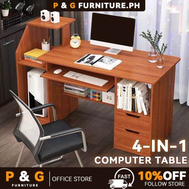 【COD】Study Table 4-IN-1 Computer Desk SimpleDesk With DrawerStudy Desk ...