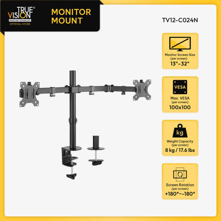 True Vision Dual Articulating (Monitor Arm/Monitor Mount Stand Bracket ...