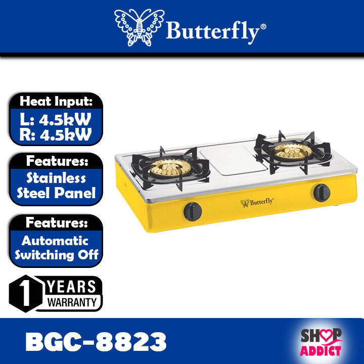 BUTTERFLY 4.5kW Double Burner Gas Cooker Dapur Gas BGC-8823 | Lazada