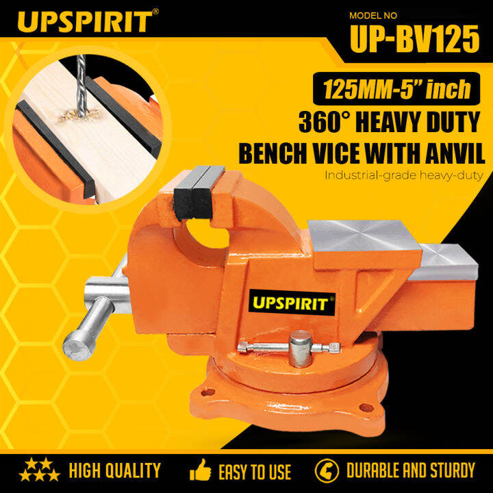 UPSPIRIT Heavy Duty Bench Vise 360 Degree Swivel Base With Anvil Rotary ...