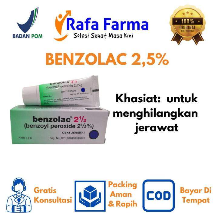 BENZOLAC CREAM 2,5% UNTUK JERAWAT, KEMERAHAN, BERUNTUSAN Acne Spot Dot ...