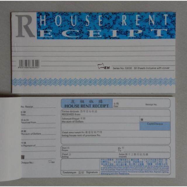 (50sheets inclusive with cover) House Rent Receipt / Resit Penyewa ...