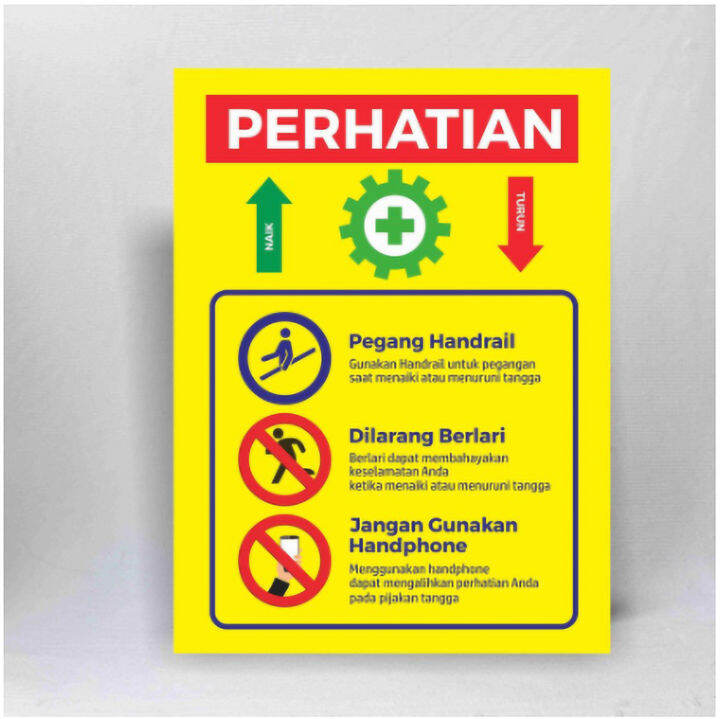 Sign K3 Stiker Petunjuk Keselamatan Naik/Turun Tangga Uk. 23 x 30 CM ...