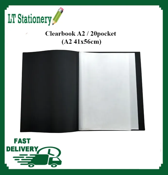 Clear book non-refillable presentation display book BLACK 20 pockets ...